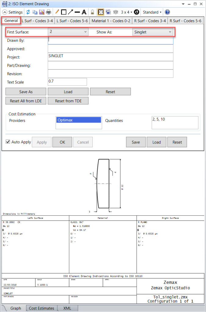 How to use the ISO Optical Element Drawing