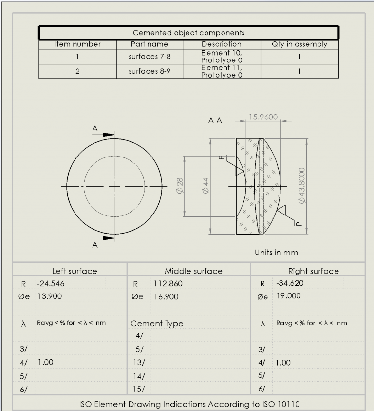 How to Automatic Produce ISO 10110 Optical Drawings by solidworks | SG